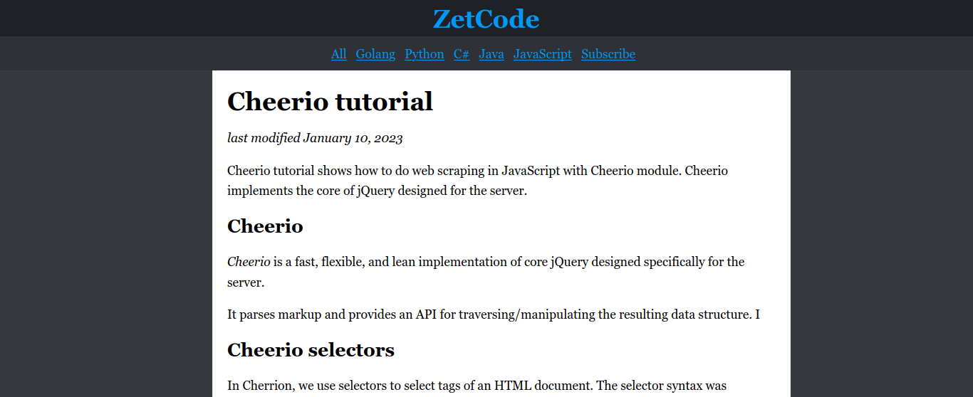 Cheerio Web Crawler Tutorials for December, 2025